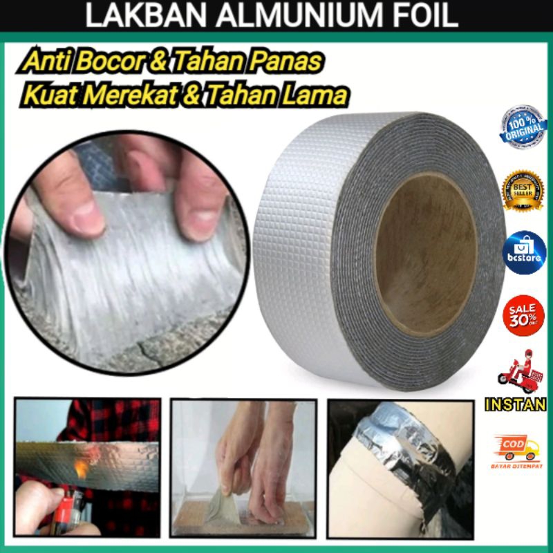 Jual Lakban Anti Bocor Waterproof Super Kuat Aluminum Foil Tape Butyl Super Waterproof Silicone ...