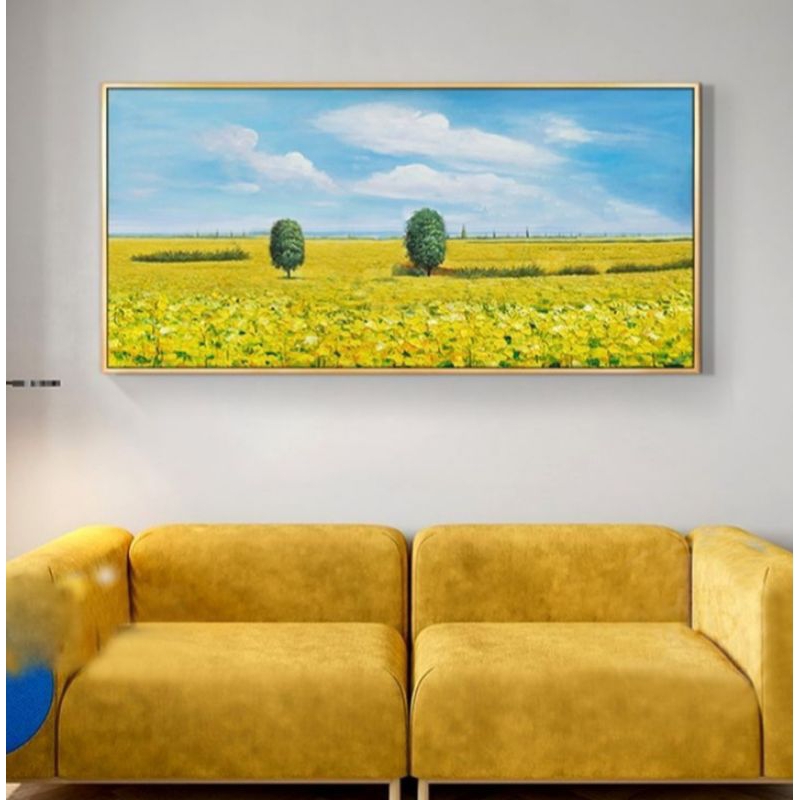 Jual lukisan tekstur minimalis modern, pemandangan hamparan rumput ...