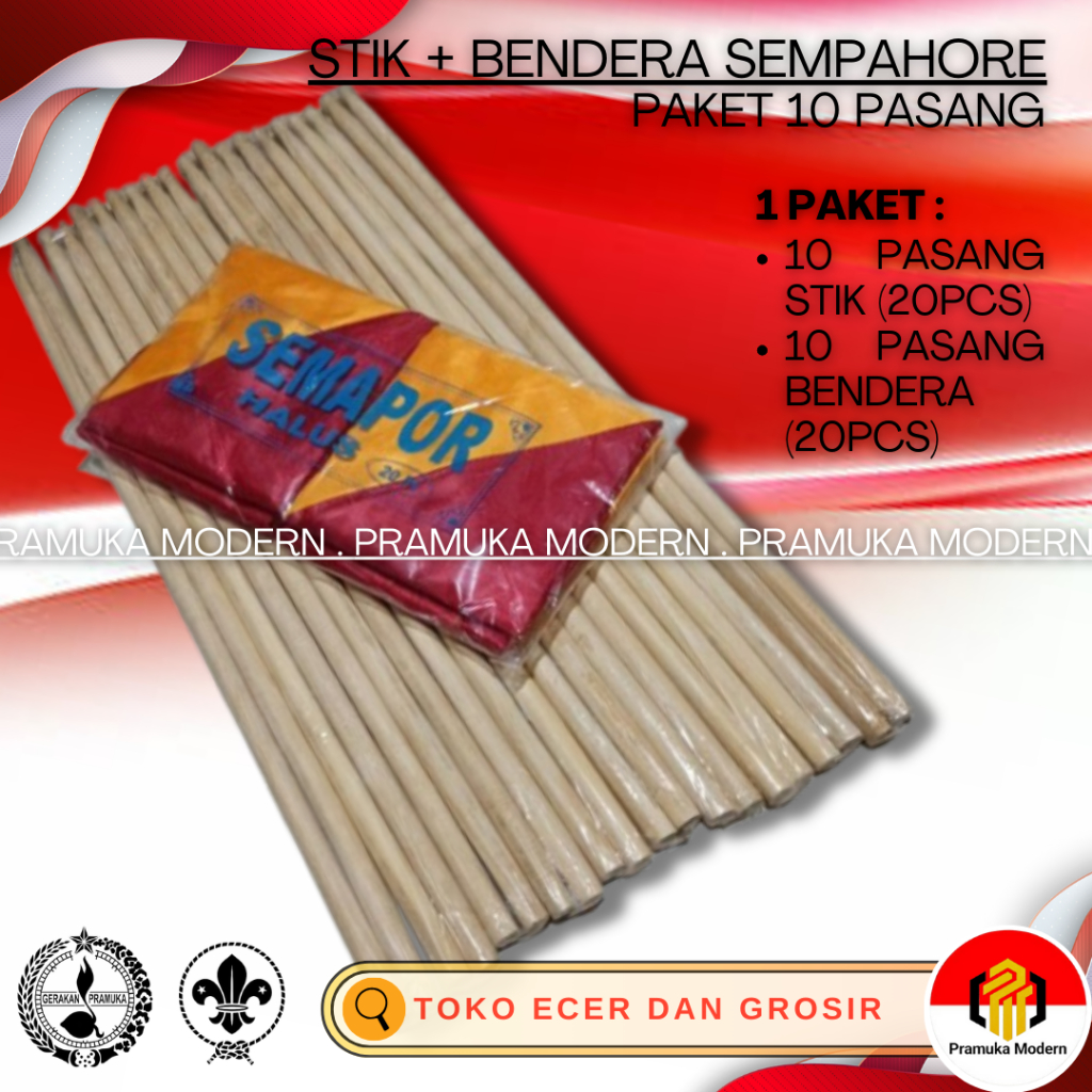 Jual Paket grosir 10 pasang stik + bendera semaphore ( 20pcs stik ...