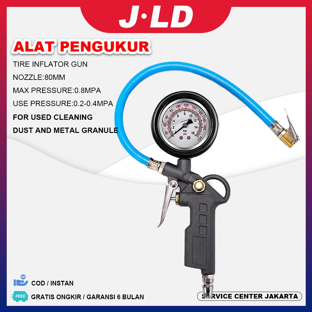 Jual JLD Alat Pengukur Tekanan Ban Tire Inflator Air Pressure Gun Isi Ukur Tekanan Angin 3 in 1 ...