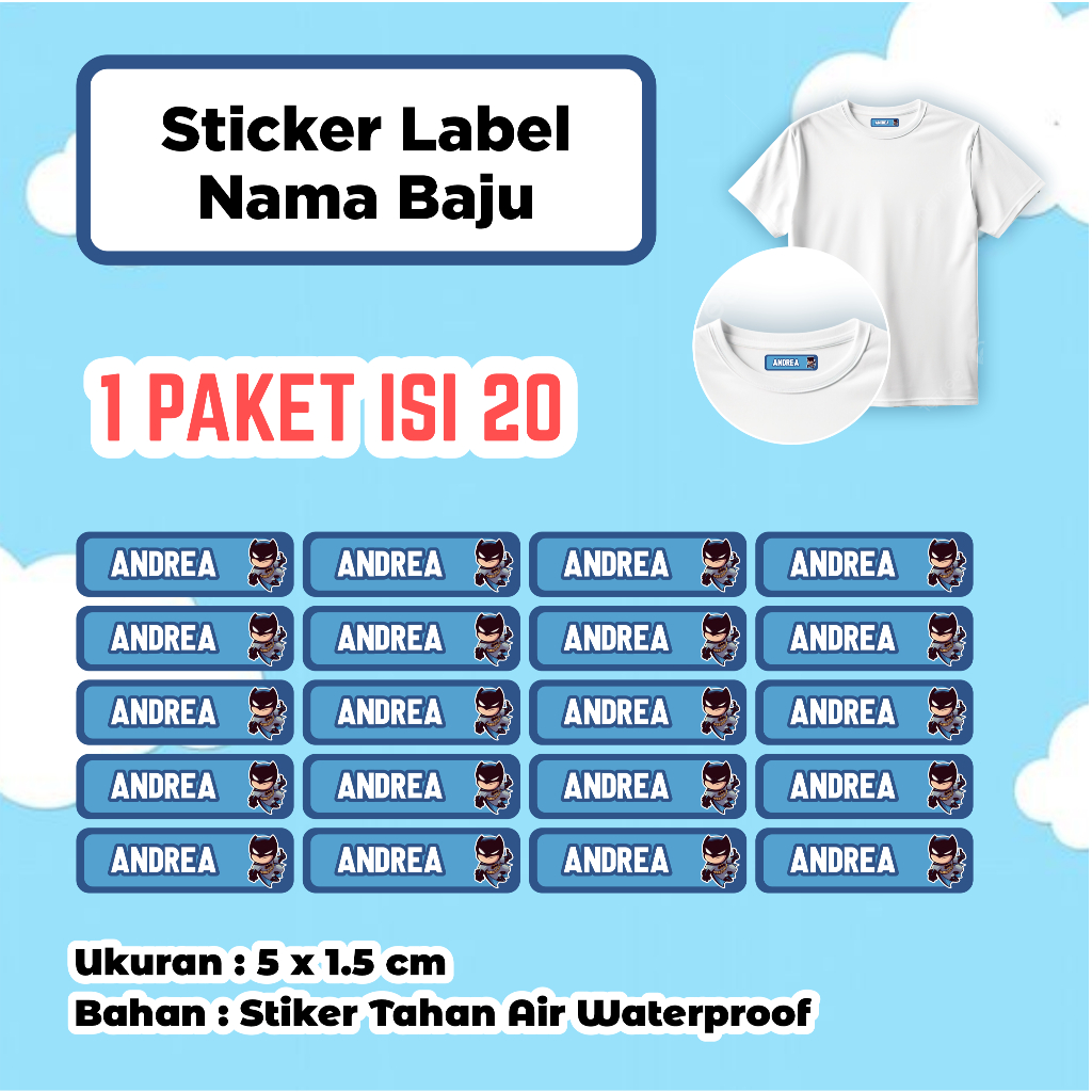 Jual Stiker Nama Baju | Stiker Nama Kain | Stiker Baju Tinggal Setrika ...