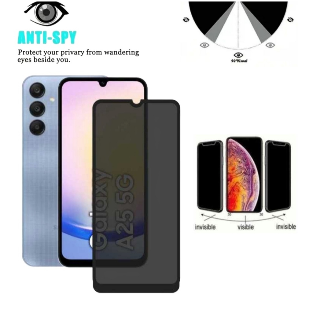 Jual Tempered glass anti spy anti intip full layar Samsung A25 5G anti privacy | Shopee Indonesia