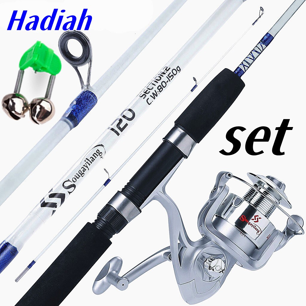 Jual Sougayilang Set Joran Pancing Portabel 1.2M-2.1M, Joran Umpan 2 Bagian dengan 6BB 5.2:1 ...