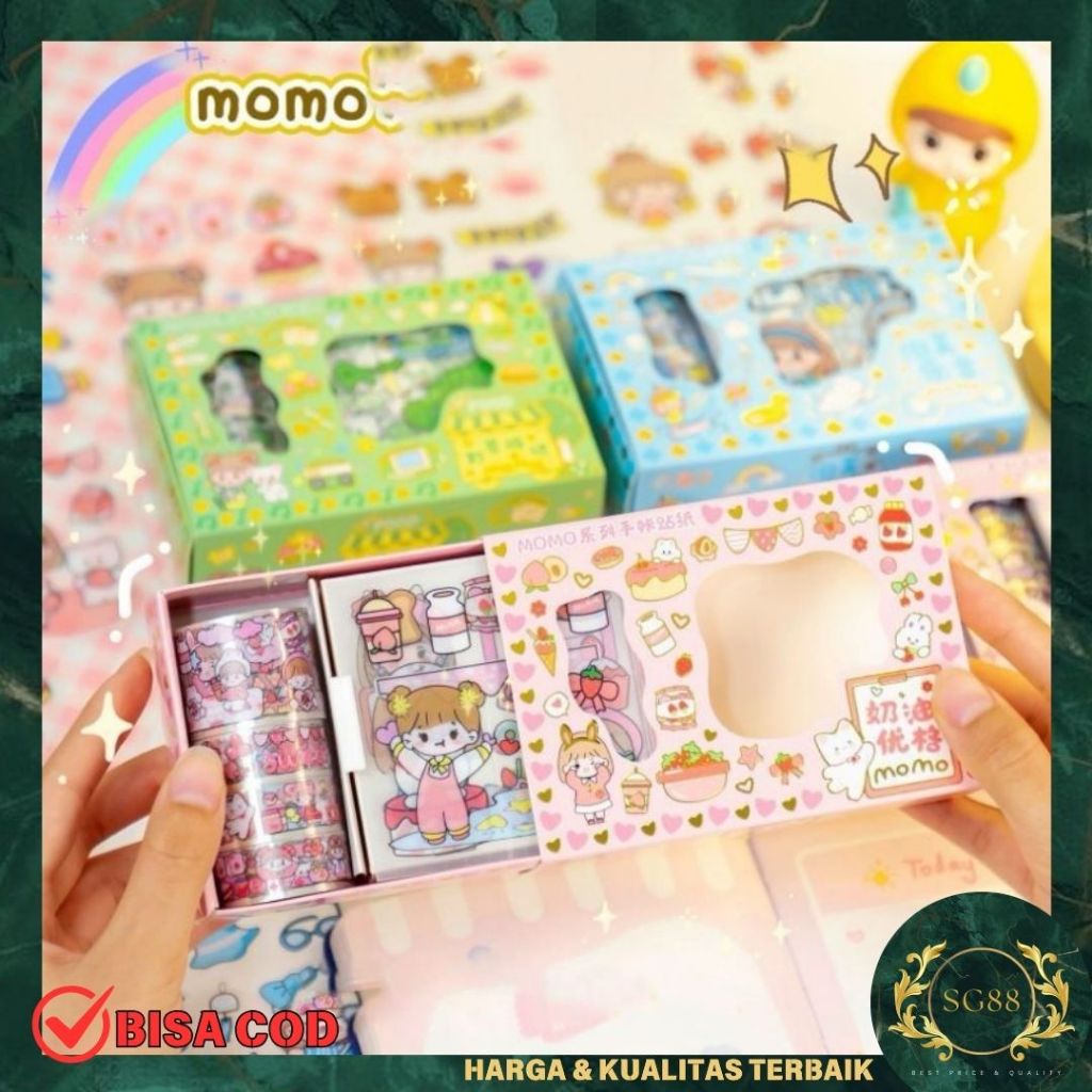 Jual Sticker Momo Set isi 10 lembar + 4 roll Stiker Waterproof Motif ...