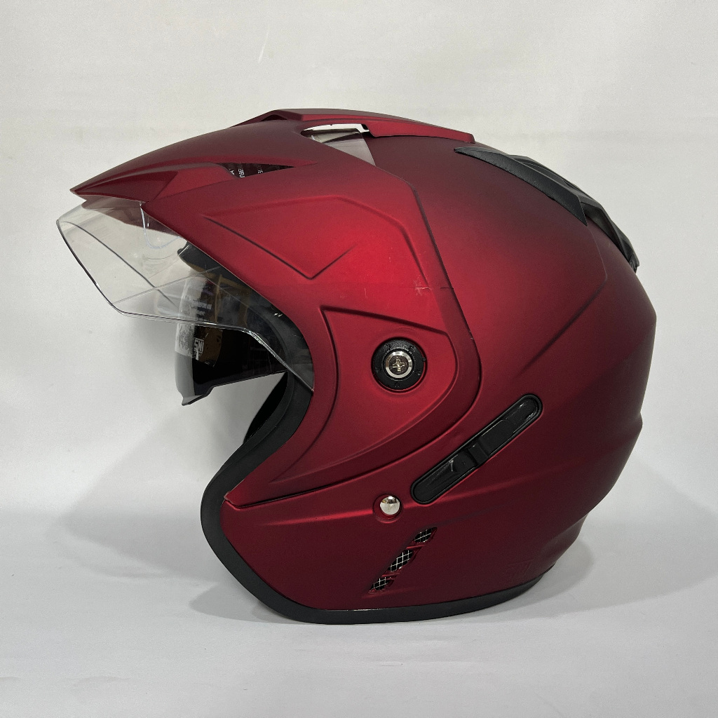 Jual Helm CRX Arrow-2 (Two) Merah Doff - Polos Solid Double Visor Helem ...