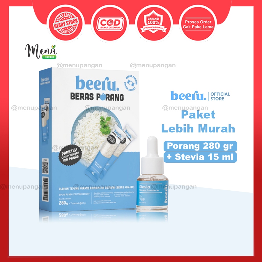 Jual Paket Lebih Murah Beeru Stevia 15ml dan Beeru Beras Porang Box ...