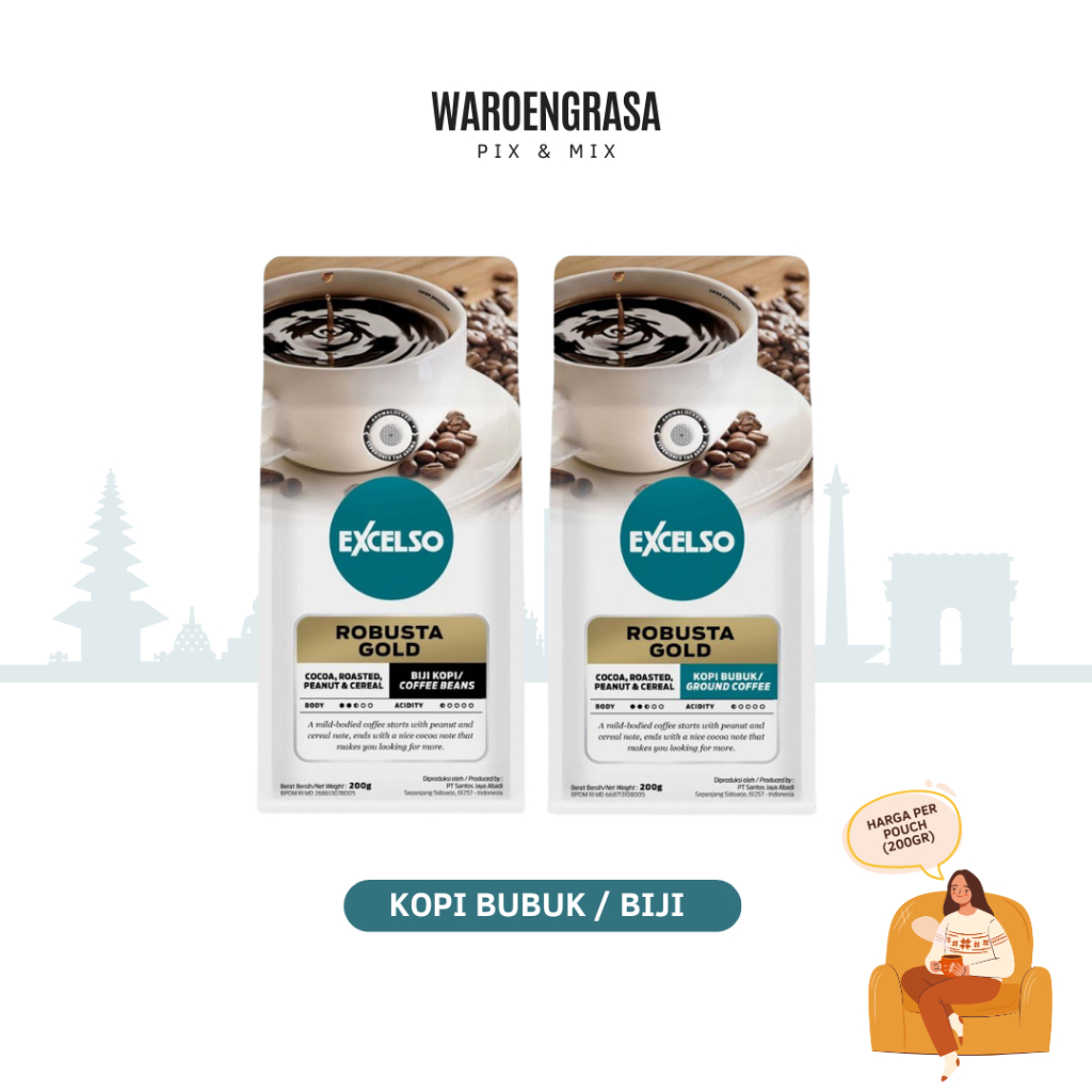 Jual Excelso Kopi Bubuk / Biji - Robusta Gold - 200gr | Shopee Indonesia