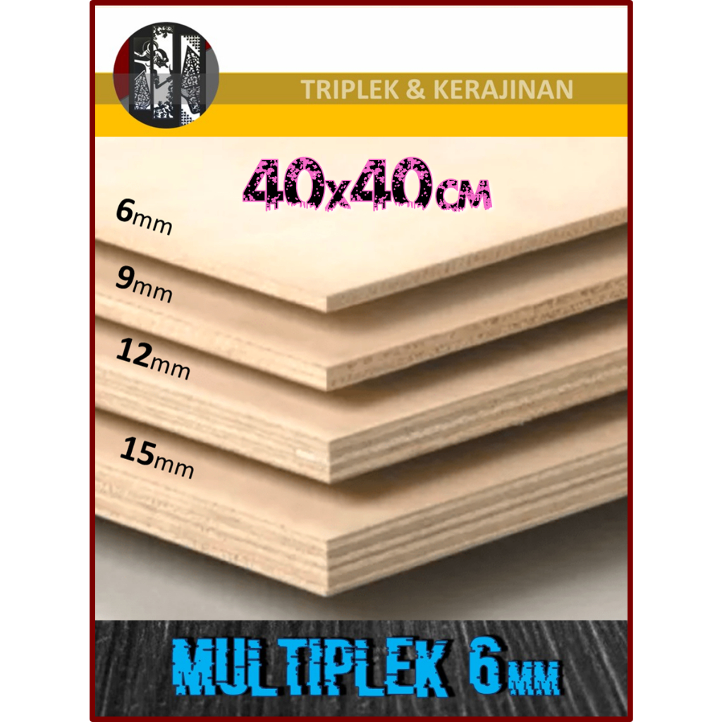 Jual Triplek 6mm 40x40 cm | Kualitas Premium Multiplek|Plywood (6 mm ...