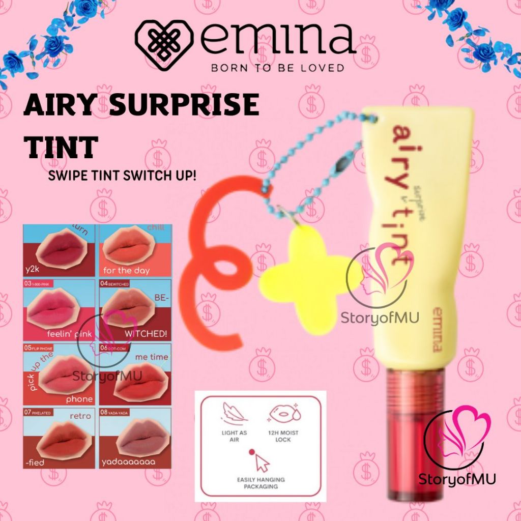 Jual Emina Airy Surprise Tint 3g Lip Tint Longlasting Ringan Tahan Lama Storyofmu Shopee