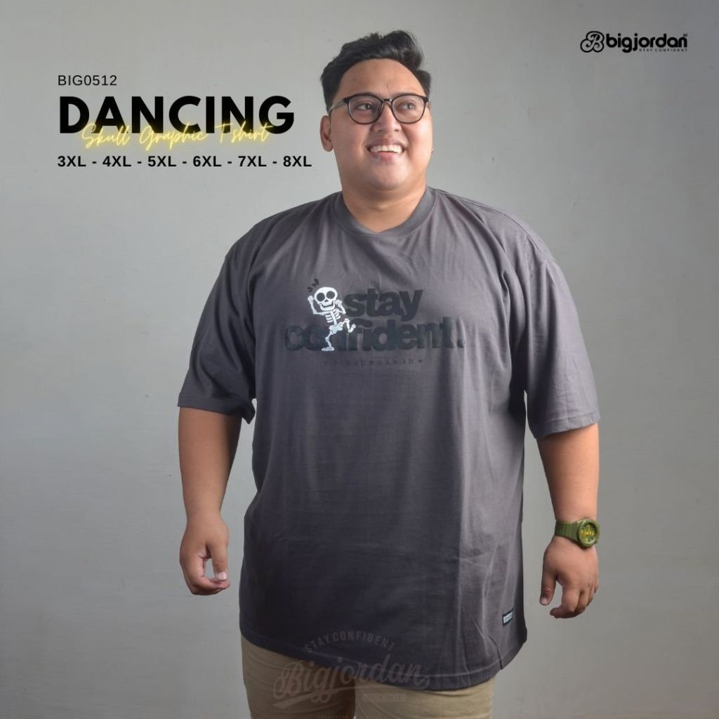 Jual BIGJORDAN ID. DANCING SKULL kaos grafis abu tua cotton combad 24s ukuran big size 3XL 4XL ...