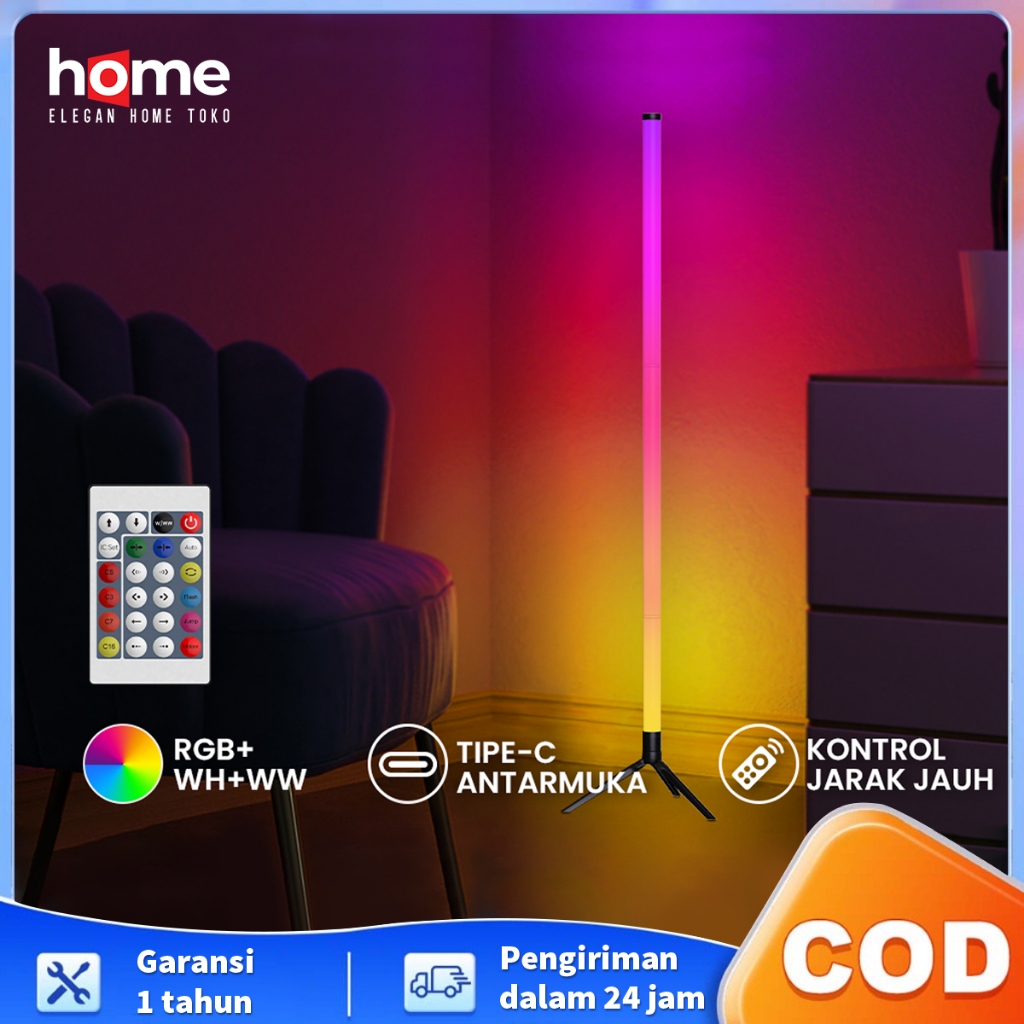 Jual E.Home 100CM Lampu Lantai DC5V Lampu Standing Remote Kontrol RGB ...