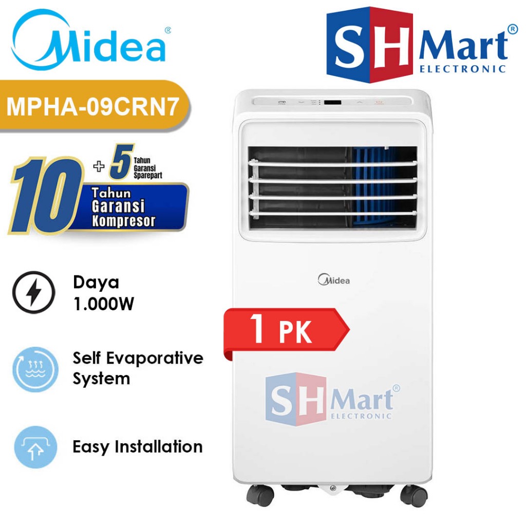 Jual AC PORTABLE MIDEA 1 PK MPHA-09CRN7 / MPHA09CRN7 GOLD FIN WITH RODA ...