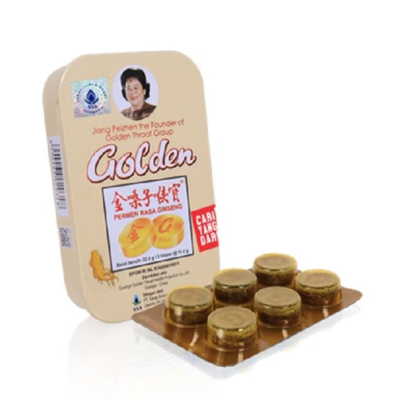 Jual throat lozenges golden/permen golden rasa ginseng untuk batuk dan ...