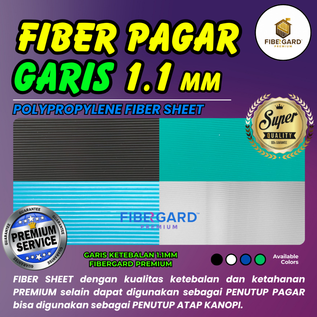 Jual [Per ½m] FIBERGARD - Fiber Penutup Pagar GARIS SUPER 1.1mm Premium ...