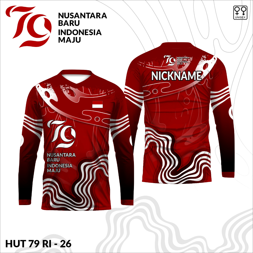 Jual Kaos dirgahayu kemerdekaan indonesia baju hut RI ke 79 2024 lengan panjang | Shopee Indonesia