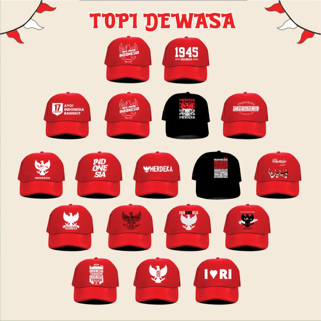 Jual Topi HUT RI 17 Agustusan Kemerdekaan Dirgahayu Indonesia / Topi ...