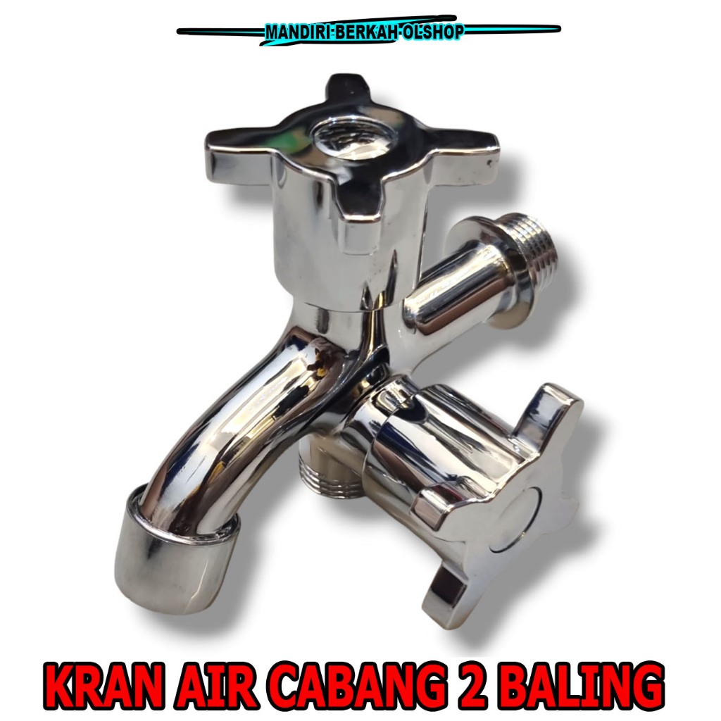 Jual Kran cabang stainless 1/2 inch double 2 lubang keran shower / Kran Air Cabang 2 Baling ...