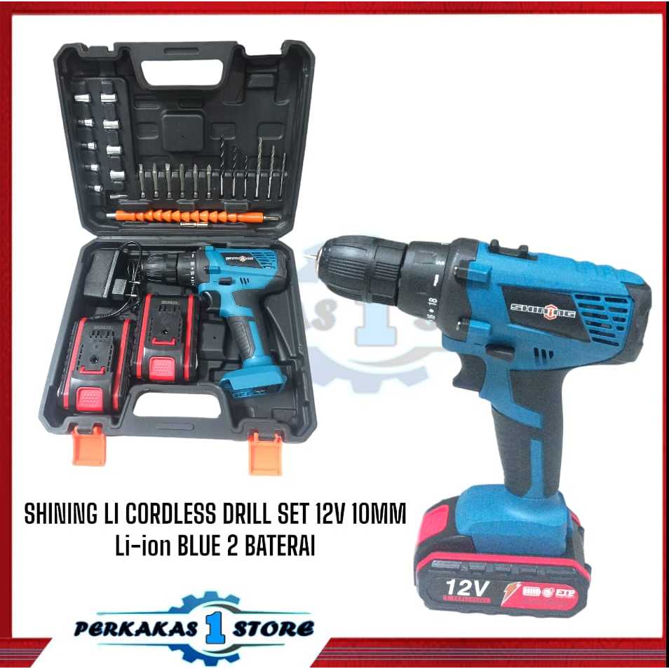 Jual Mesin Bor Cordless SHINING LI 12V Bor Set Drill Bor tanpa Kabel ...