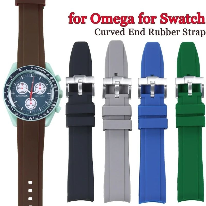 Jual Strap Tali Jam Tangan Omega Moonswatch Tali Rubber Curved 20mm ...