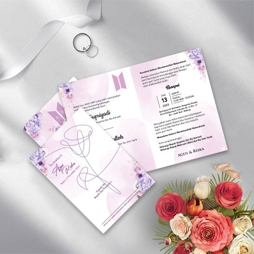 Jual undangan pernikahan tema bts undangan nikah rustic bts army lipat ...
