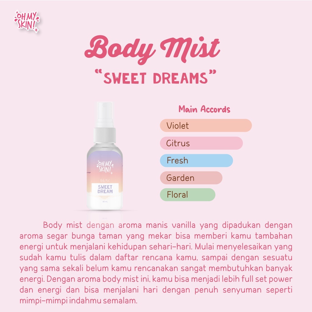 Jual (SBS) Sweet Dream Body Mist Parfum Badan Oh My Skin! Parfum Spray ...