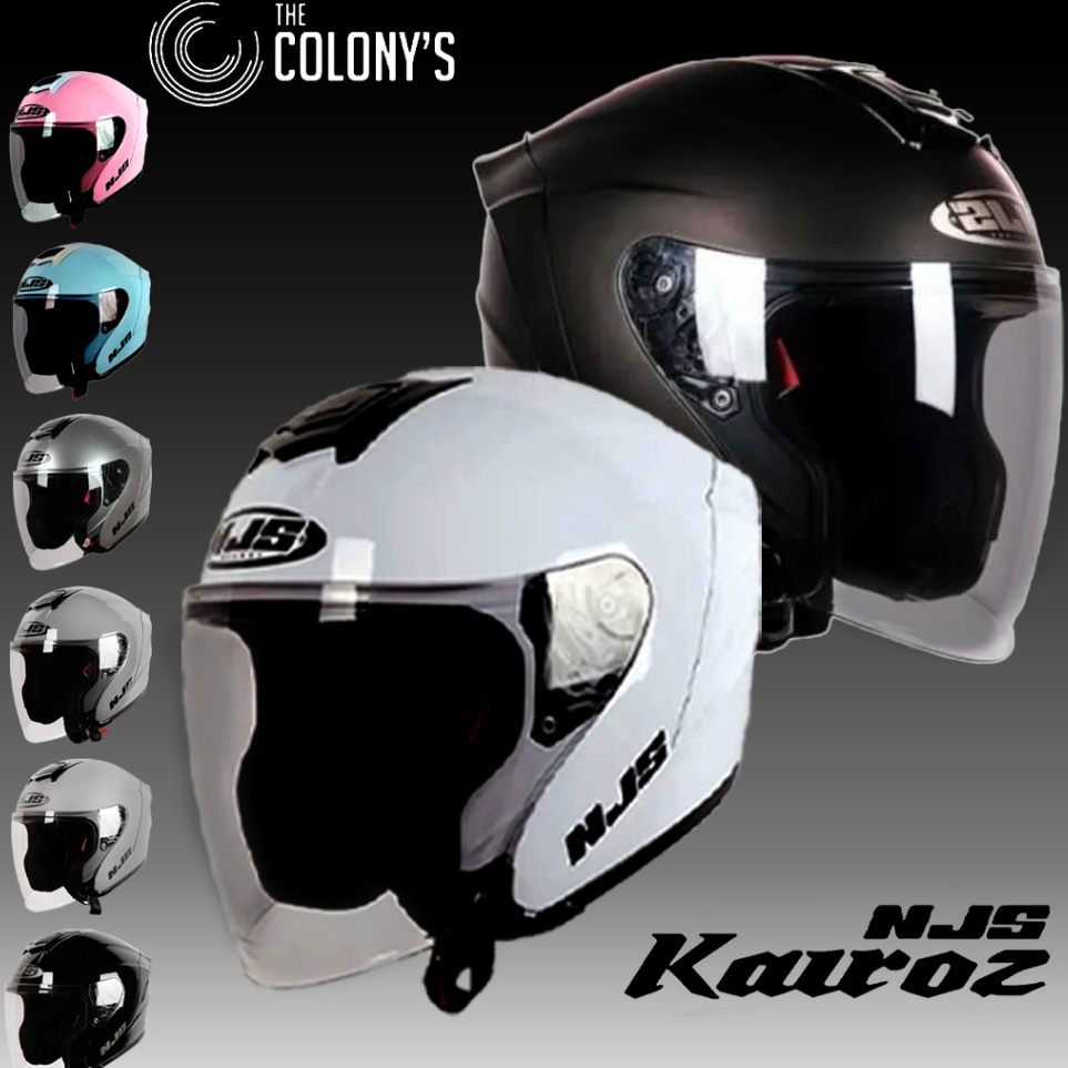 Jual KODE T87L HELM NJS KAIROZ SOLID POLOS SINGLE VISOR HALFFACE NJS ...