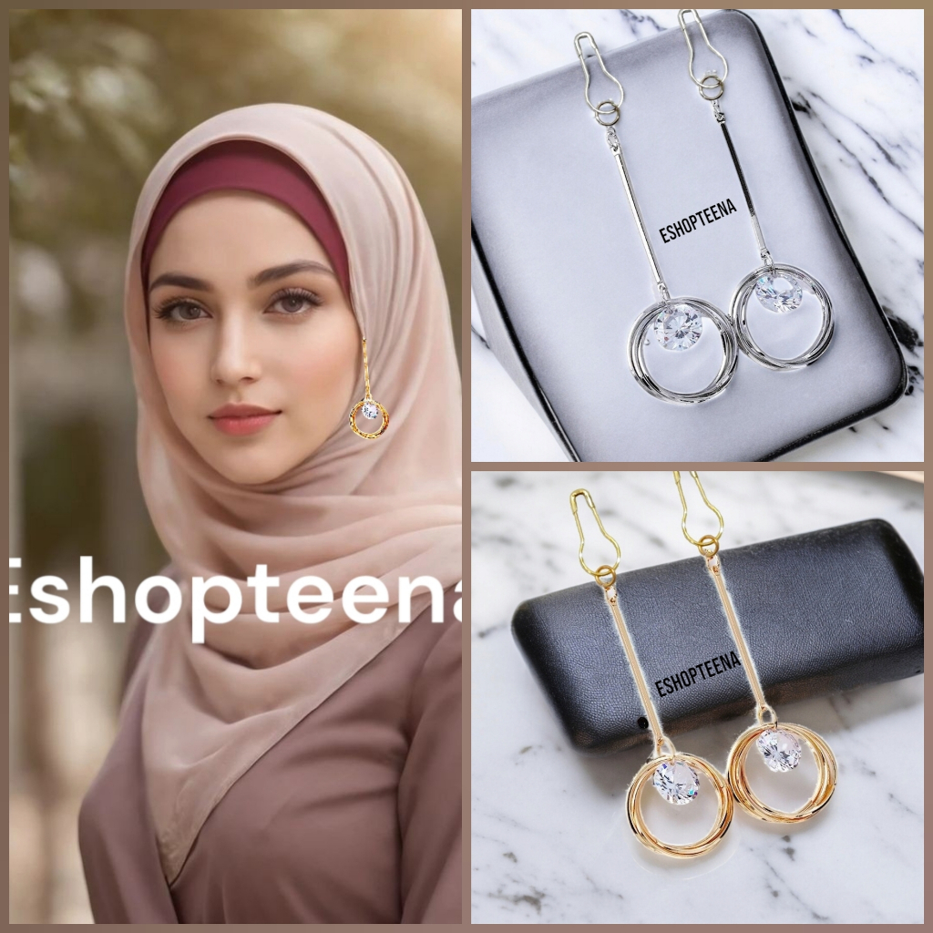 Jual A123 Anting hijab juntai bulat swarovski | Shopee Indonesia