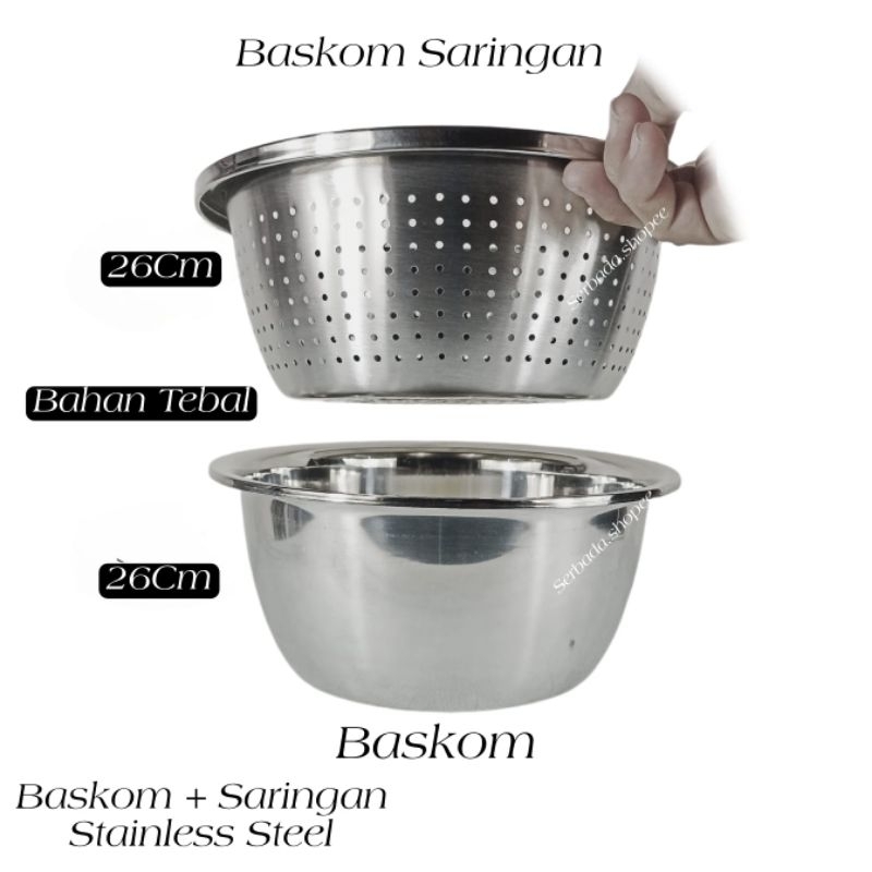 Jual Baskom Saringan Set 2in1 Stainless Tebal Serbaguna Berkualitas ...