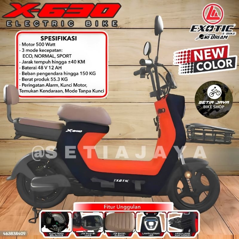 Jual Sepeda Listrik E-Bike EXOTIC X-630 48V 12Ah 500 Watt Jok + Bagasi ...