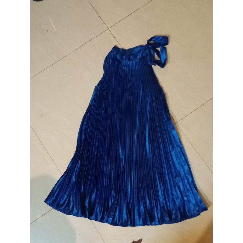 Jual Dress biru metalic can see | Shopee Indonesia