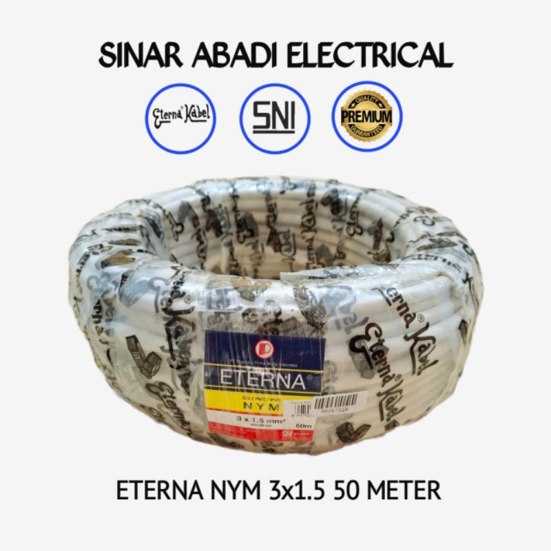 Jual ETERNA Kabel Listrik NYM 3x1.5 3x1,5 Kawat Tembaga SNI LMK - 50 Meter | Shopee Indonesia
