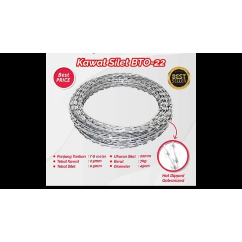 Jual Kawat Duri Silet Galvanis / Razor Wire BTO 22 | Shopee Indonesia