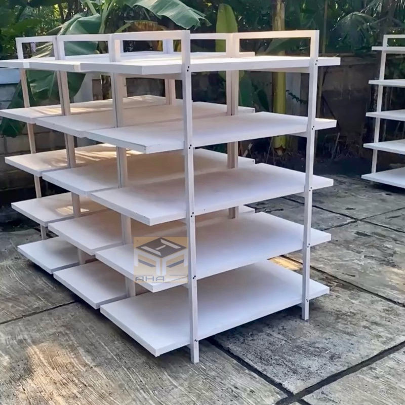 Jual rak gondola kayu rak toko minimarket 5 susun | Shopee Indonesia