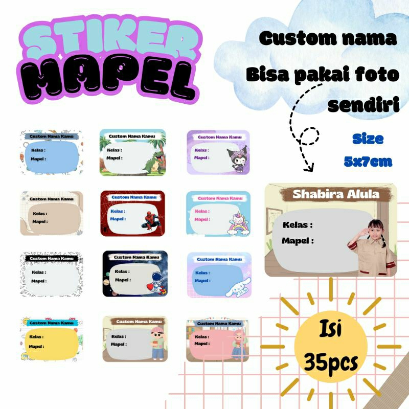 Jual STIKER NAMA/ LABEL BUKU MATA PELAJARAN, Stiker Nama Buku Custom ...