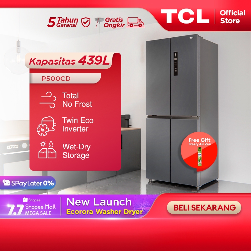 Jual TCL Kulkas 4 Pintu – Kapasitas 439 L - P500CD | Shopee Indonesia