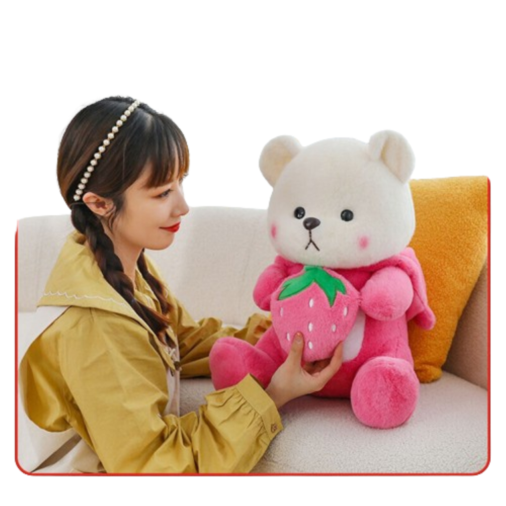Jual Boneka Beruang Strawberry Hoodie Bisa di Buka Cosplay Teddy Bear ...