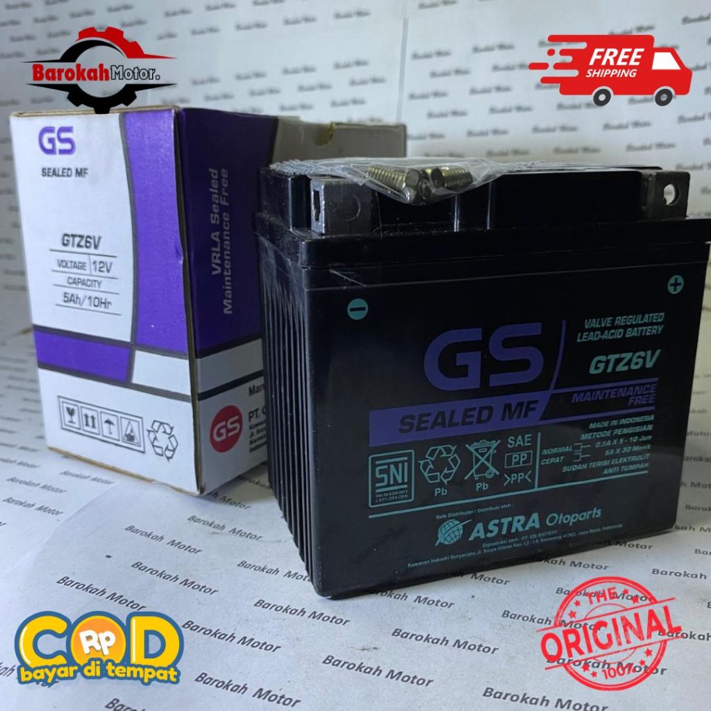 Jual AKI ACCU GS ASTRA GTZ6V ORIGINAL ACCU KERING MF MOTOR NMAX 155 ...