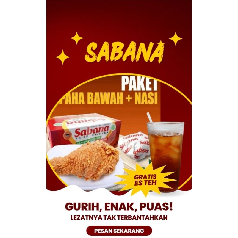 Jual SABANA FRIED CHICKEN/paket nasi+paha bawah+es teh solo | Shopee ...