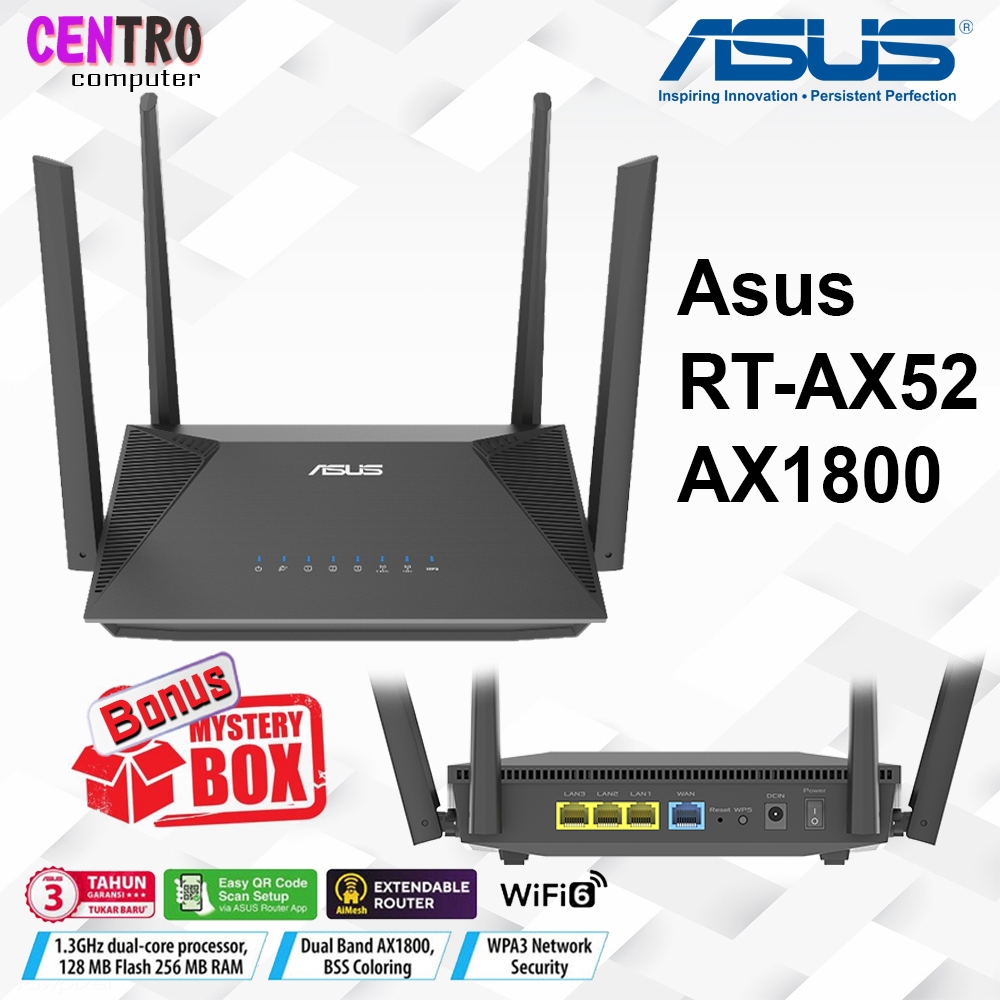 Jual Asus RT-AX52 AX1800 Dual Band WiFi 6 Extendable Router | Shopee ...