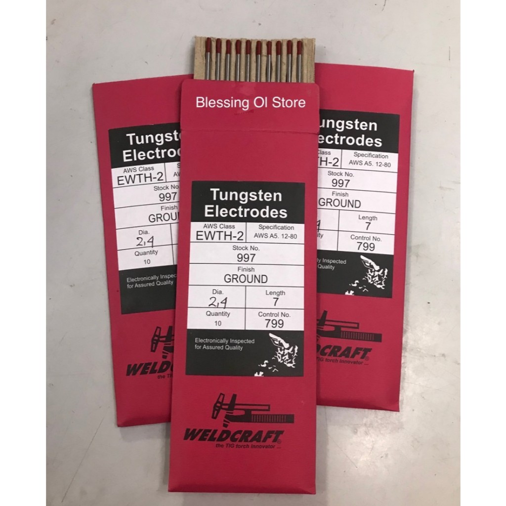 Jual WELDCRAFT Tungsten Electrodes Las Argon 1.6mm / 2.4mm / 3.2mm ...