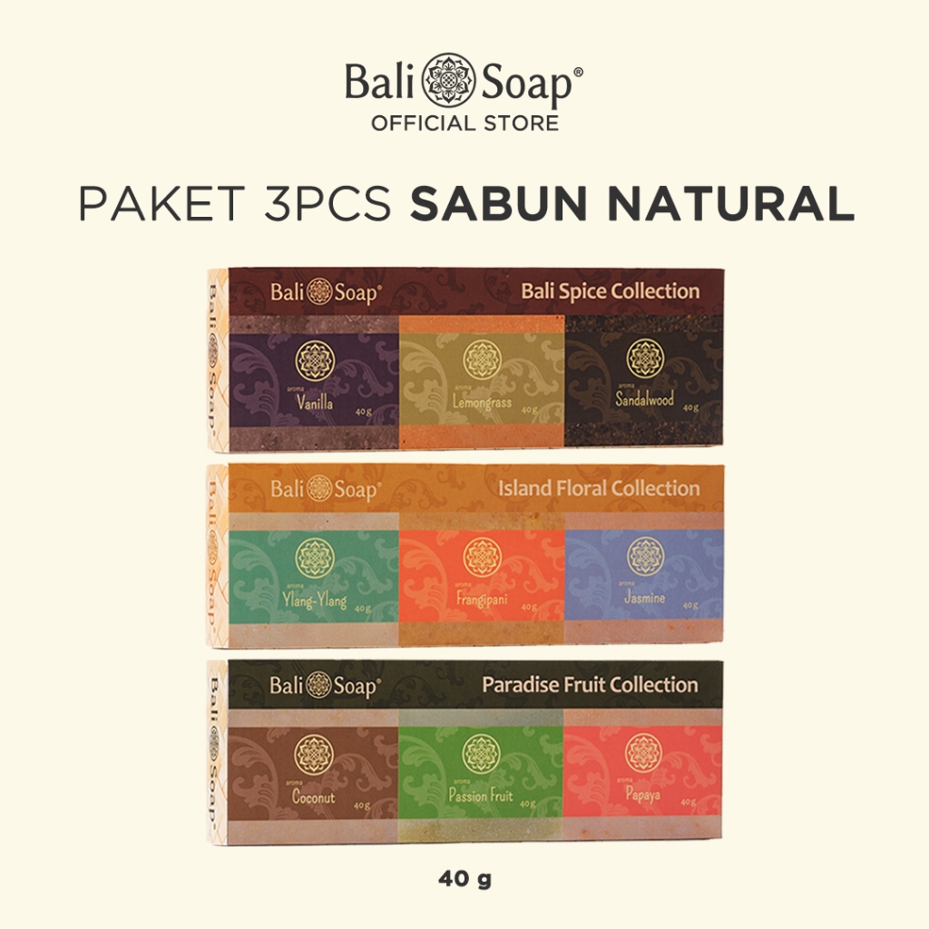 Jual Bali Soap - Paket 3pcs Sabun Natural 40gr Mix Aroma - Travel Size ...