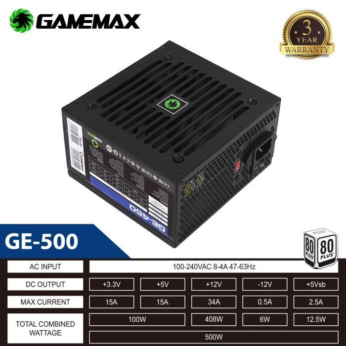 Jual PSU Gamemax GE-500 80Plus Value Gaming - PSU 500Watt | Shopee Indonesia