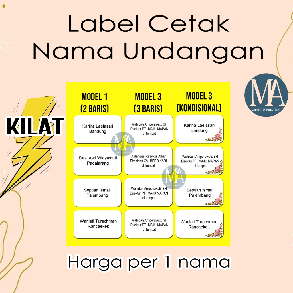 Jual Cetak Label Nama Undangan | Shopee Indonesia