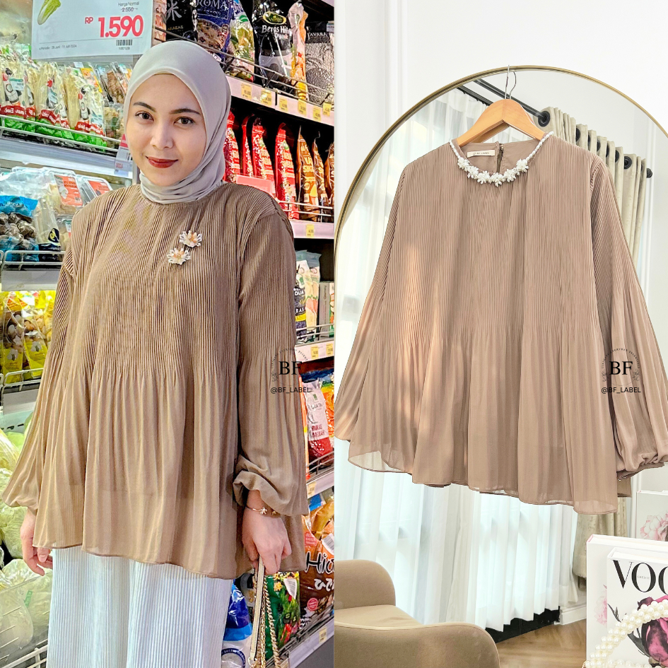 Jual BF Label - FIONA BLOUSE | Pleated Shirt Atasan Plisket Wanita ...
