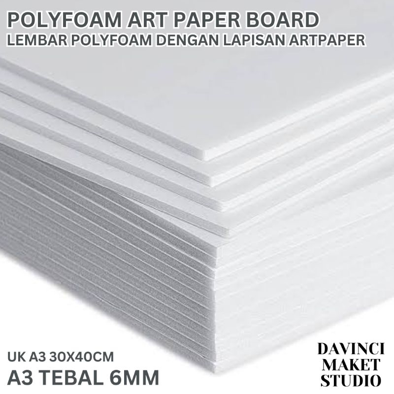Jual (A3) Polyfoam Paper Board 6mm Polystirene Lapis Art Paper Bahan ...