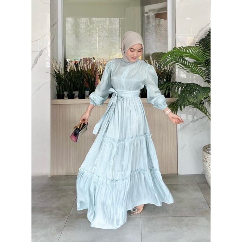 Jual PART 2 Gamis Shimer Dress| Maira Dress shimer susun | Shopee Indonesia