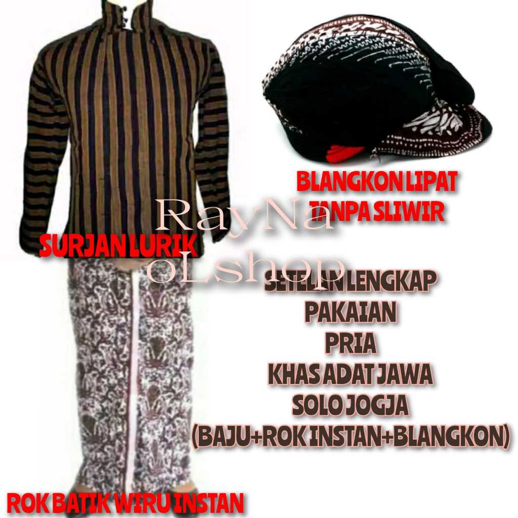 Jual SURJAN LURIK COKLAT HITAM + ROK BATIK WIRU INSTAN + BLANGKON LIPAT ...