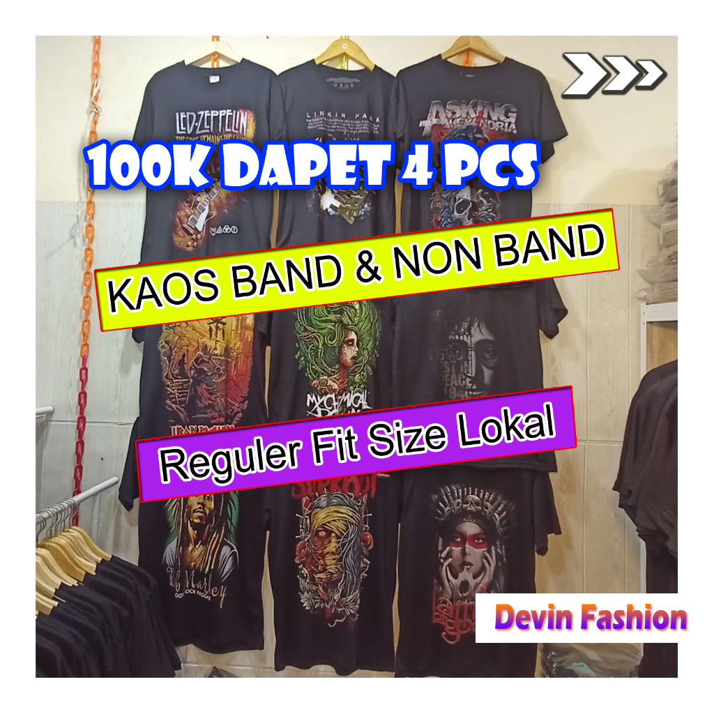 Jual Kaos Band & Non Band Regular Fit Size Lokal Sablon Plastisol Bahan ...