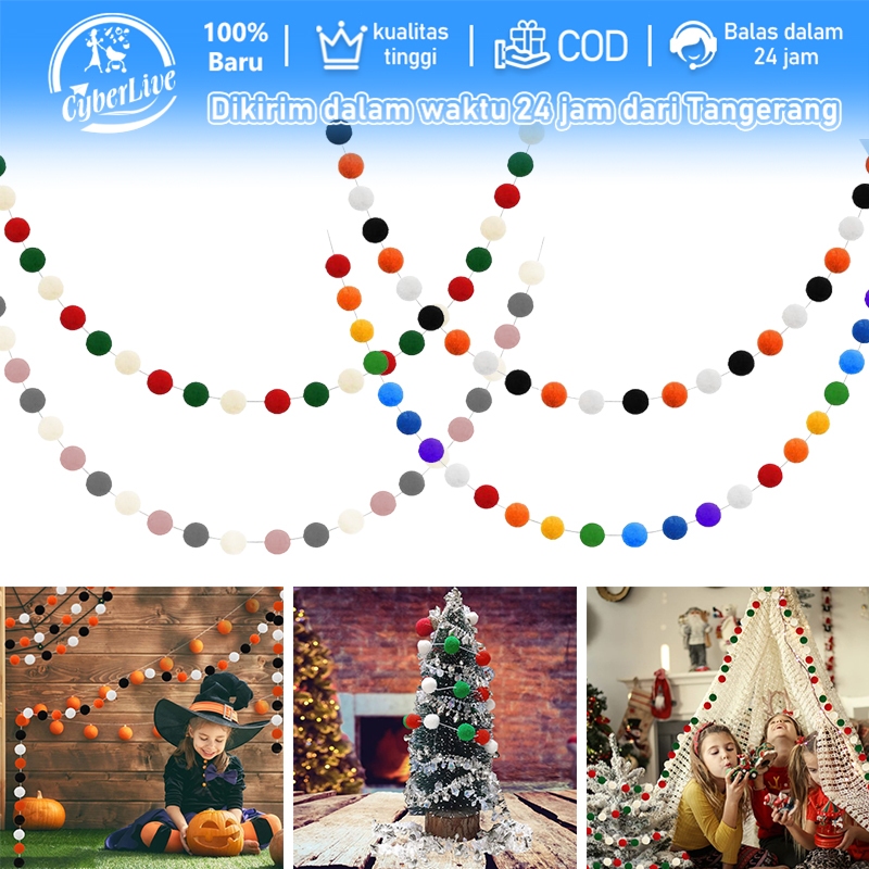 Jual 2 Meter String Pompom Warna Pom Pom Decorations Felt Ball String ...