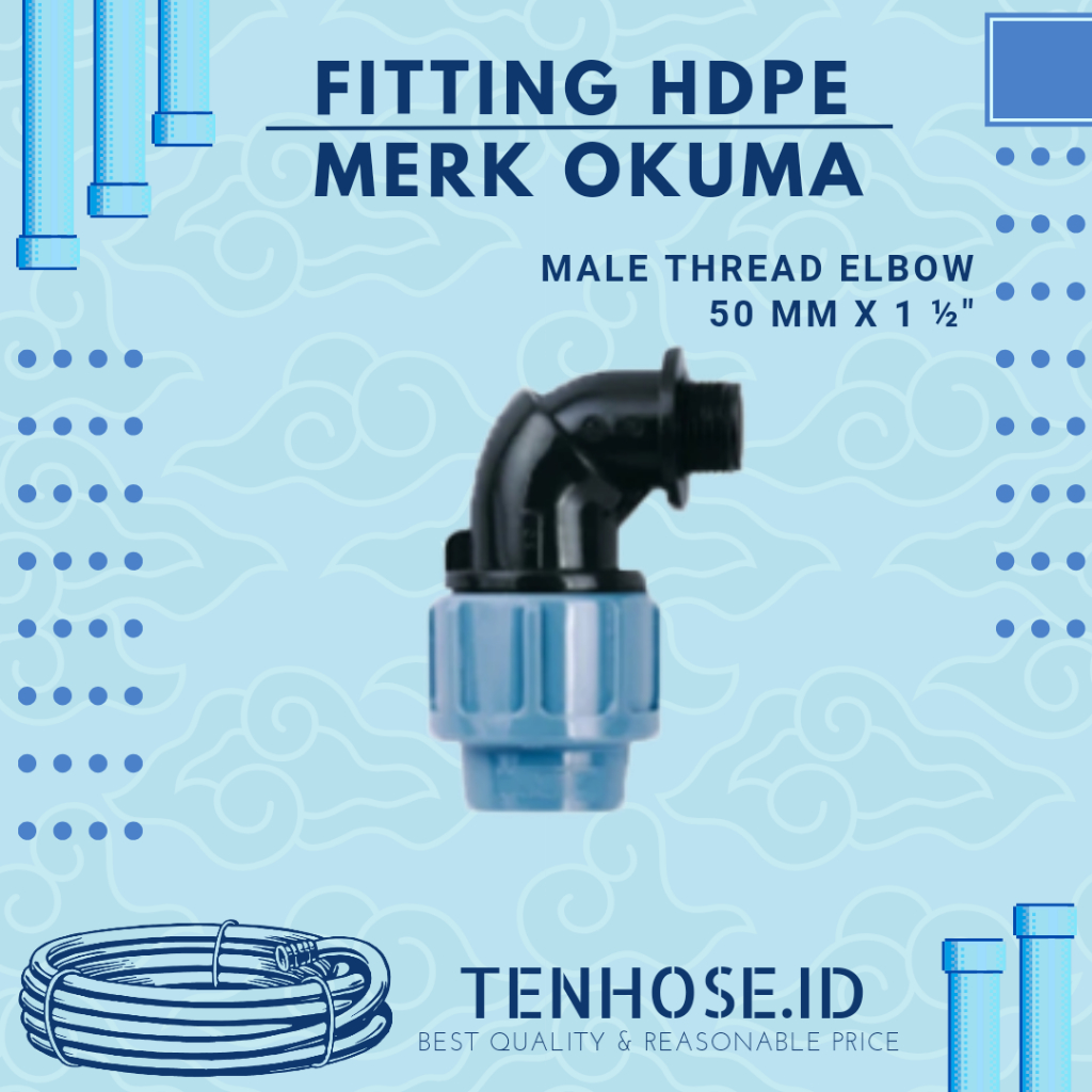 Jual Male Thread Elbow Merk OKUMA Ukuran 50 MM × 1 ½" Inch Fitting HDPE | Shopee Indonesia